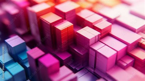 Detailed Shot Of A 3d Stacked Graph With Layers Of Data Blocks Each Section In A Different