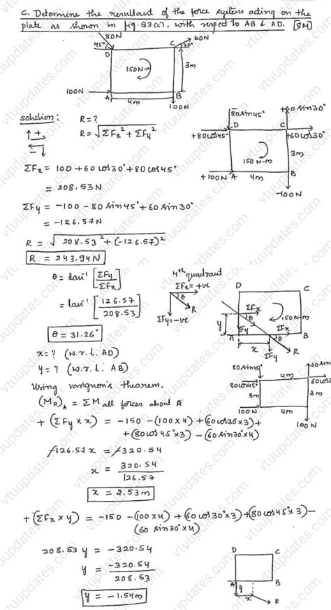 Determine The Resultant Of The Force System Acting On The Plate As Shown In Fig Q C With
