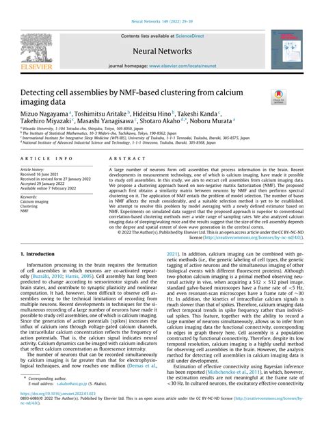 pdf detecting cell assemblies by nmf based clustering from calcium