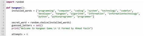 Ahmad Yasin On Linkedin Pythonproject Hangmangame Wordplaychallenge Codingfun Pythonproject