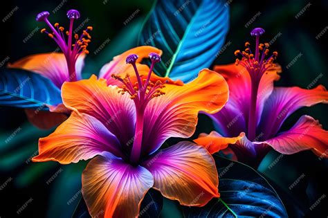 Premium Photo Vibrant Tropical Flowers