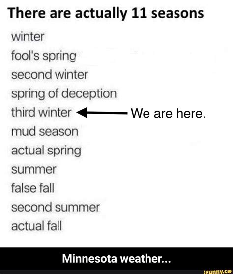 Minnesota Weather Meme 11 Seasons In Minnesota Explained