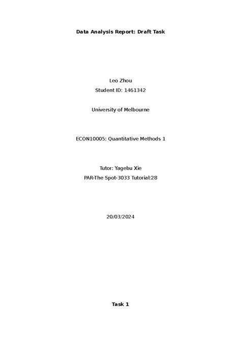 Data Analysis Report Qm1 Data Data Analysis Report Draft Task Leo