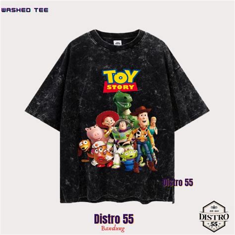 Jual Kaos Toy Story Black Washed Vintage Tee Washed Tshirt Distro