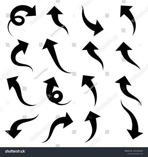 Curved Arrow Icon Collection Thin Line Stock Vector Royalty Free 2581088967 Shutterstock