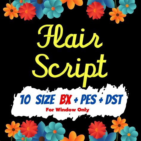 Flair Script Embroidery Fontspesdstbx Fileembroidery Etsy