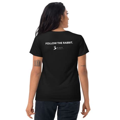 Womens Classic Fit T Shirt With Classic Black Rabbit Logo And Tag Line