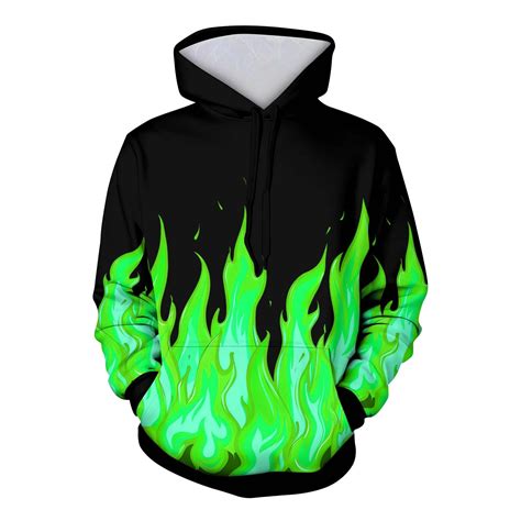 Arnsht Mens And Womens Long Sleeve Flame Printed Pocket Hooded With