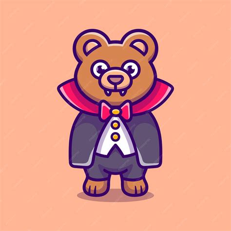 Premium Vector Cute Vampire Bear Cartoon Illustration