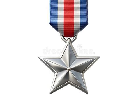 Detailed 3d Render Of A Silver Star Medal Highquality Stock Image For