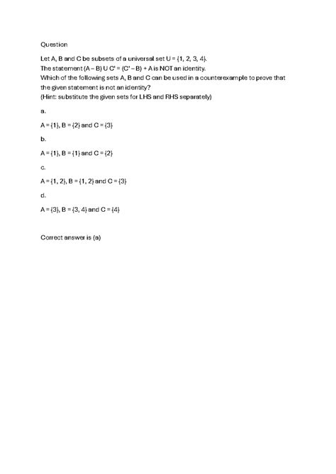 Cos 1501 Assignment Questions And Answers Let A B And C Be Subsets