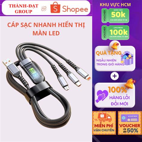 Cáp Sạc Nhanh Dây Sạc Tự Ngắt Bọc Dù 100w Tích Hợp 3 Cổng Micro Usb