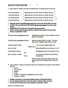 Grammar Quotation Marks And Italics Handout By Nightsky TPT