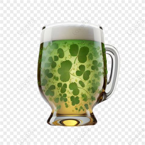 Clover Pattern Plant Leaf Beer Glass St Patricks Day Model Pagdiriwang Beer Larawan Numero Ng