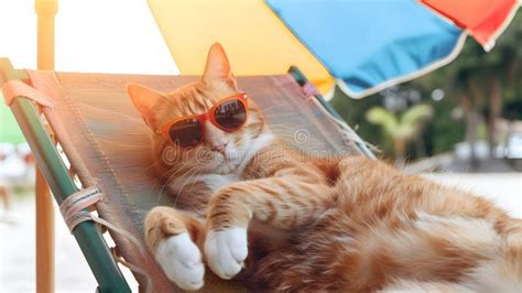 Chillin Kitty On Vacation Stock Image Image Of Peaceful 375200825