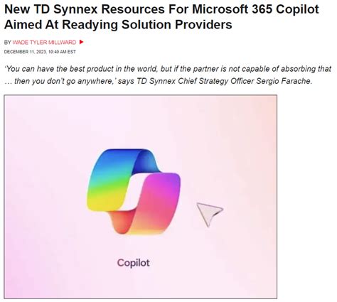 Crn New Td Synnex Resources For Microsoft 365 Copilot Aimed At