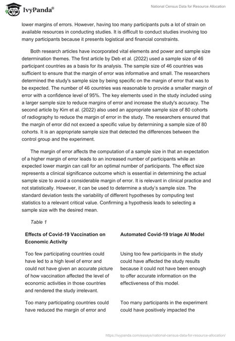 National Census Data For Resource Allocation 842 Words Essay Example