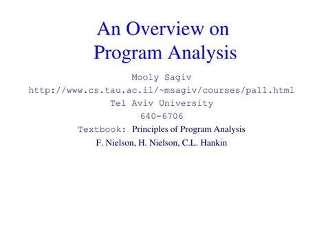 Ppt An Overview On Program Analysis Powerpoint Presentation Free