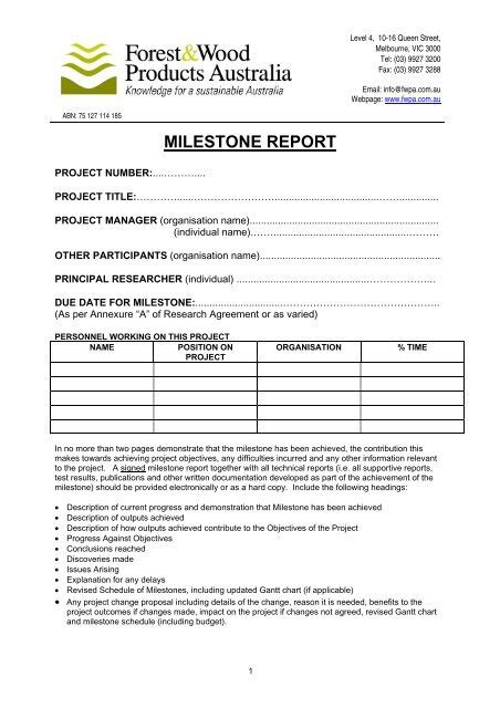Milestone Report Template Pdf 60kb
