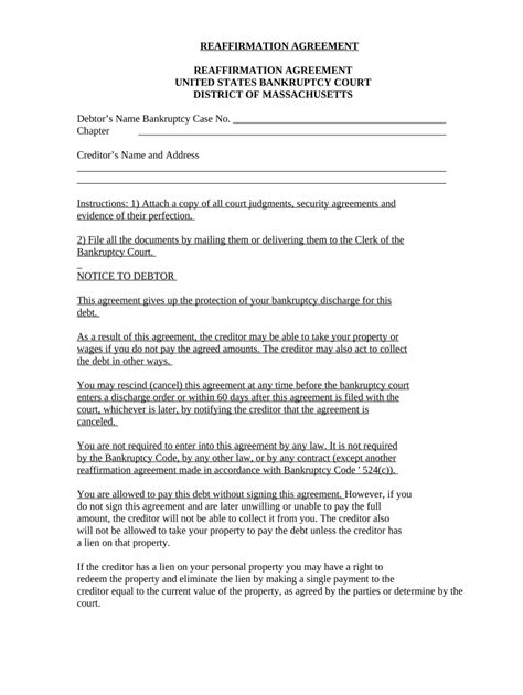Reaffirmation Agreement Doc Template Pdffiller