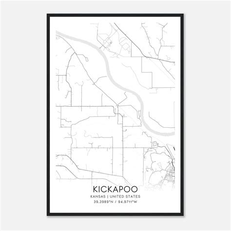 Kickapoo Kansas Map Poster Modern Home Decor Wall Art Print Custom Maps And Posters