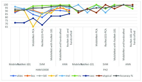 display of the systems performance of dermoscopic image analysis for