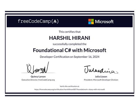 Harshil Hirani On Linkedin Csharp Certification Microsoft