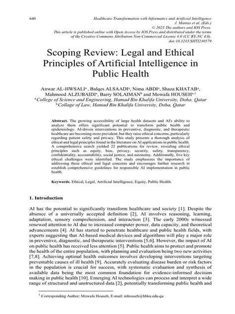 Scoping Review Legal And Ethical Principles Of Artificial