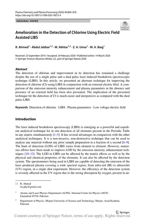 Amelioration In The Detection Of Chlorine Using Electric Field Assisted