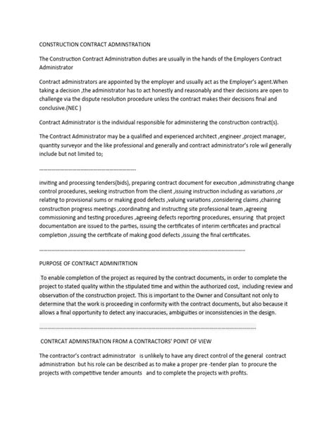 Contract Adminstration Pdf Employment Economies