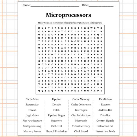 Microprocessors Word Search Puzzle Worksheet Activity Pdf Printablebazaar