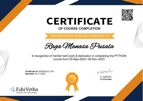 Pusala Ragamanasa On Linkedin Python Eduvetha