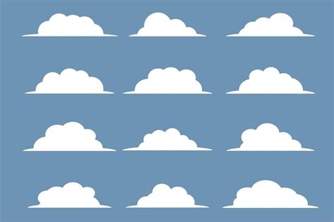 Free Vector Collection Of Flat Clouds Icon In Blue And White
