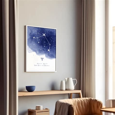 Aries Constellation Art Print Zodiac Astrology Home Decor Digital
