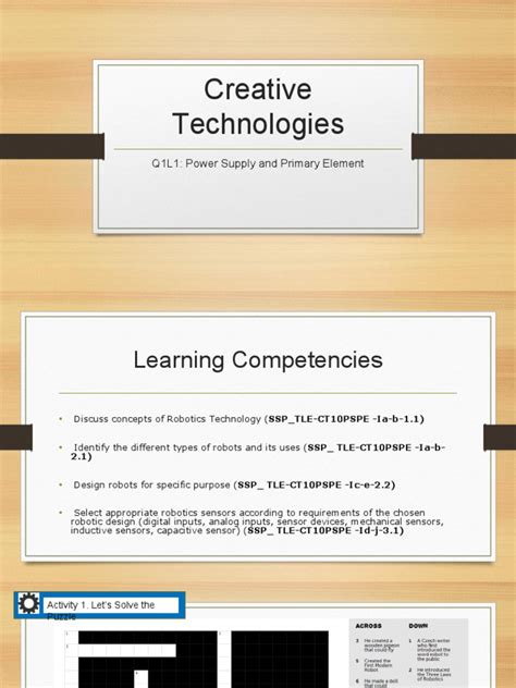 Tle 10 Lesson 1 Pdf Robotics Robot