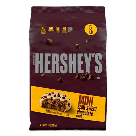 Hersheys Mini Semi Sweet Chocolate Chips 30 Lb Box 6 Bags