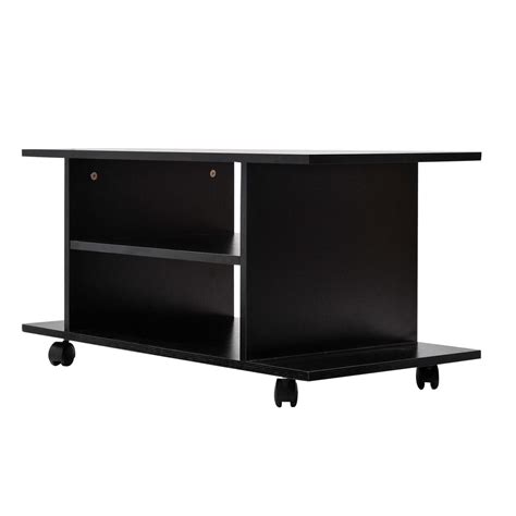 Homcom Modern Tv Cabinet Stand Storage Shelves Table Bookcase Black