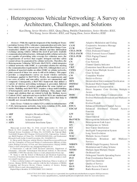 Pdf Heterogeneous Vehicular Networking A Survey On Architecture Challenges And Solutions