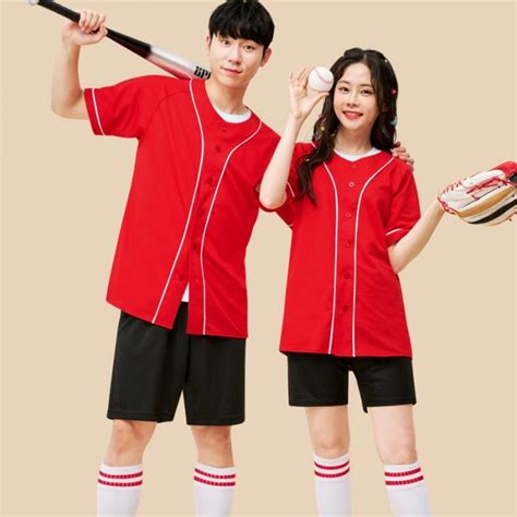 베이직 빨강 오픈 야구복 반티 반티 세트 반티