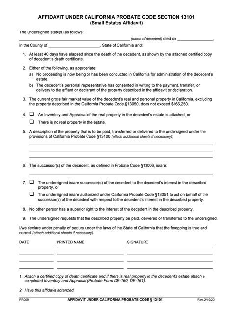 California Small Estates Affidavit Form Fill Out And Sign Online Dochub