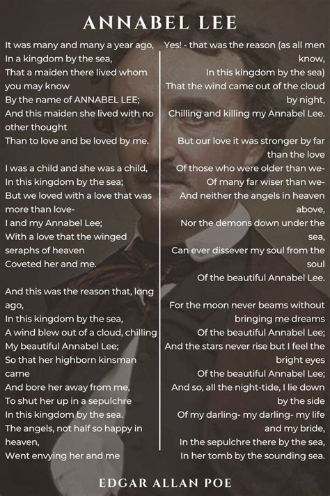 Annabel Lee Annabel Lee Poem By Edgar Allan Poe Annabel Lee Poems