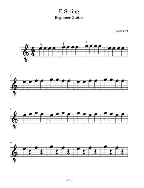 Guitar E String Beginner Exercise By Jason Ford Sheet Music For Guitar