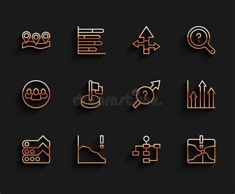 Set Line Graph Chart Diagram Financial Growth Decrease Location