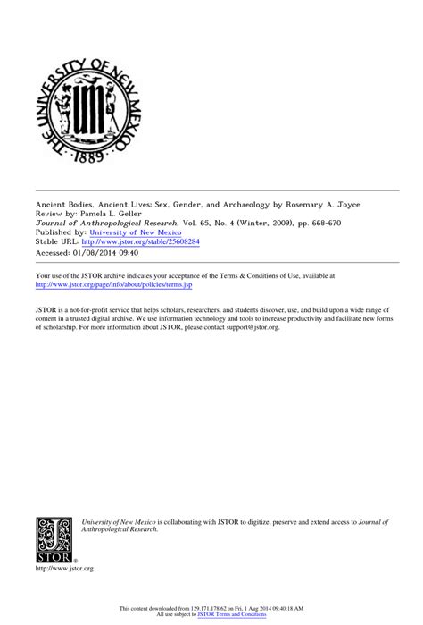 Pdf Book Review Ancient Bodies Ancient Lives Sex Gender And