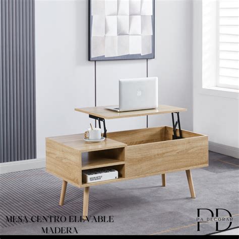 Mesa De Centro Elevable Madera Pa Decorar