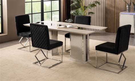 Pradax Yemek Odası Takımı Gümüş Mobilyabazari Modern Yemek Odası