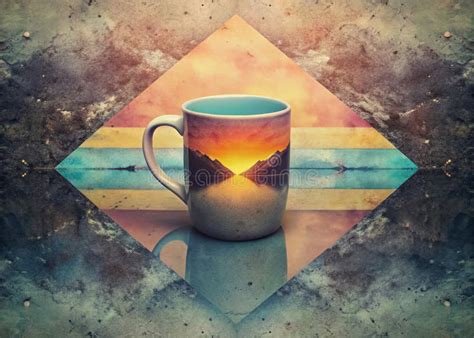A Retro Reflection Pastel Mug On Cracked Concrete Evoking 90s Nostalgia