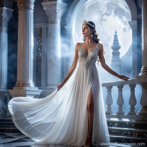 Ethereal Moon Goddess In Celestial Temple Stable Diffusion Online