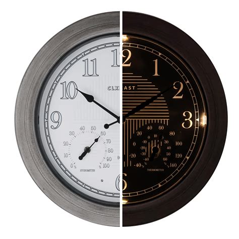 Clxeast 18 Inch Farmhouse Illuminated Outdoor Atomic Wall Clock With Thermometer Desertcart India