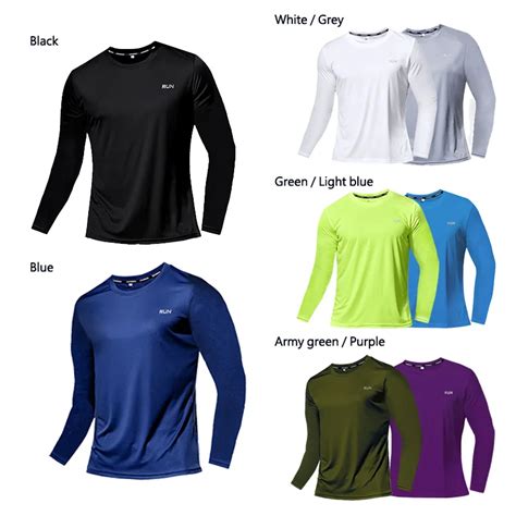 Men Long Sleeve Sport T Shirt Quick Dry Running Shirt Breathable Anti